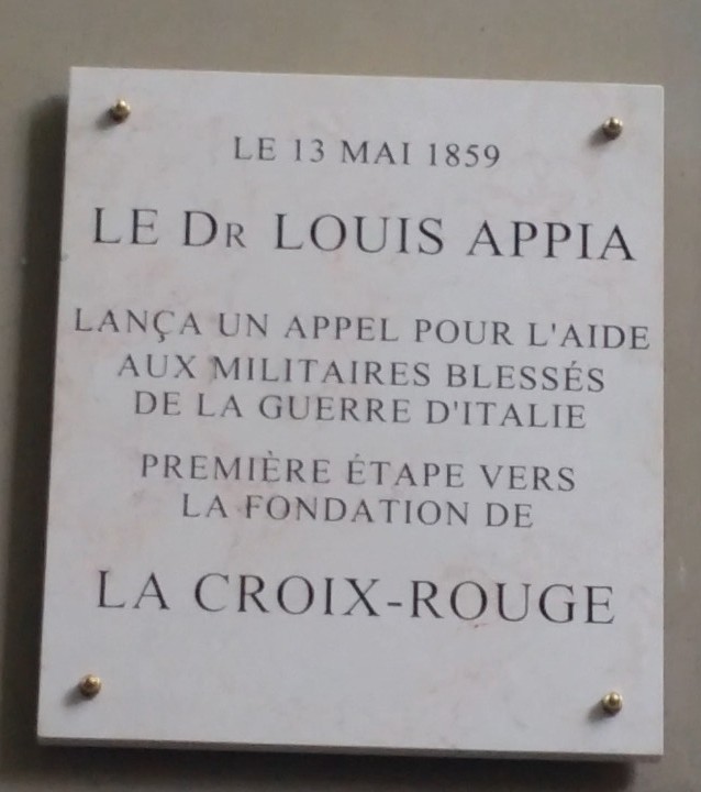 Plaques commémoratives - Louis Appia, cofondateur du CICR
